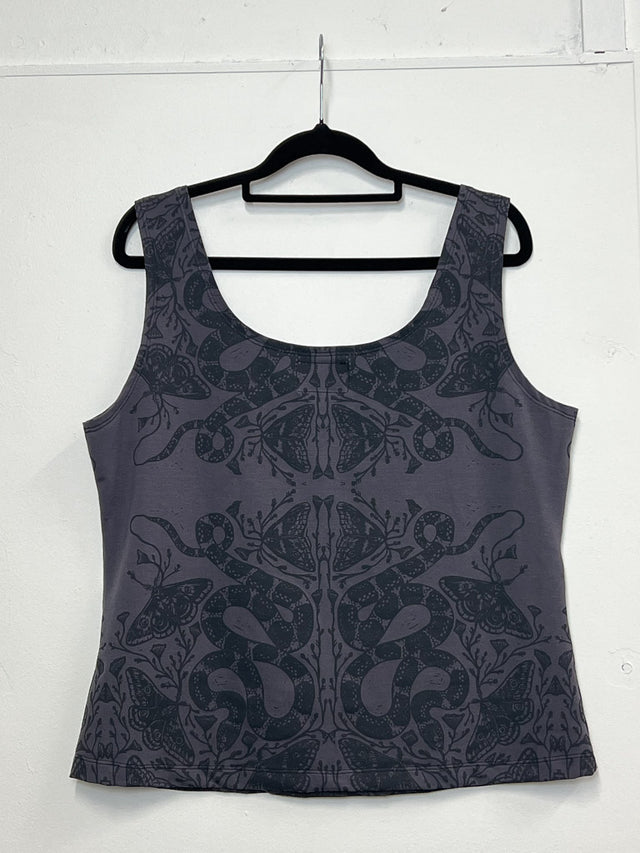 Organic Stretch Tank - Nightwalk Dark – Slow Fashion Australia